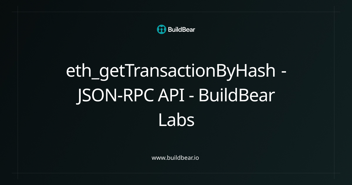 eth_getTransactionByHash - Optimism - JSON-RPC API - BuildBear Labs